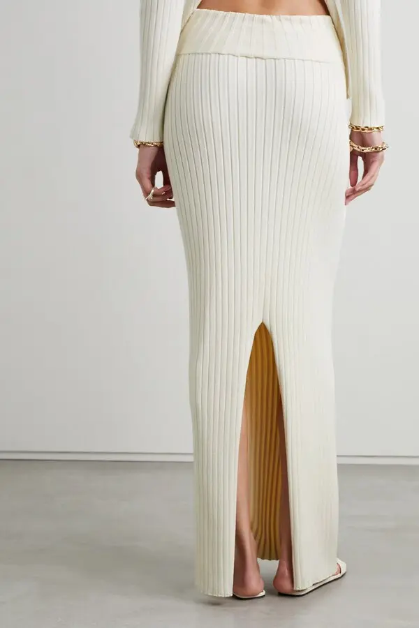 THE ROW Moss Ribbed Silk Maxi Skirt