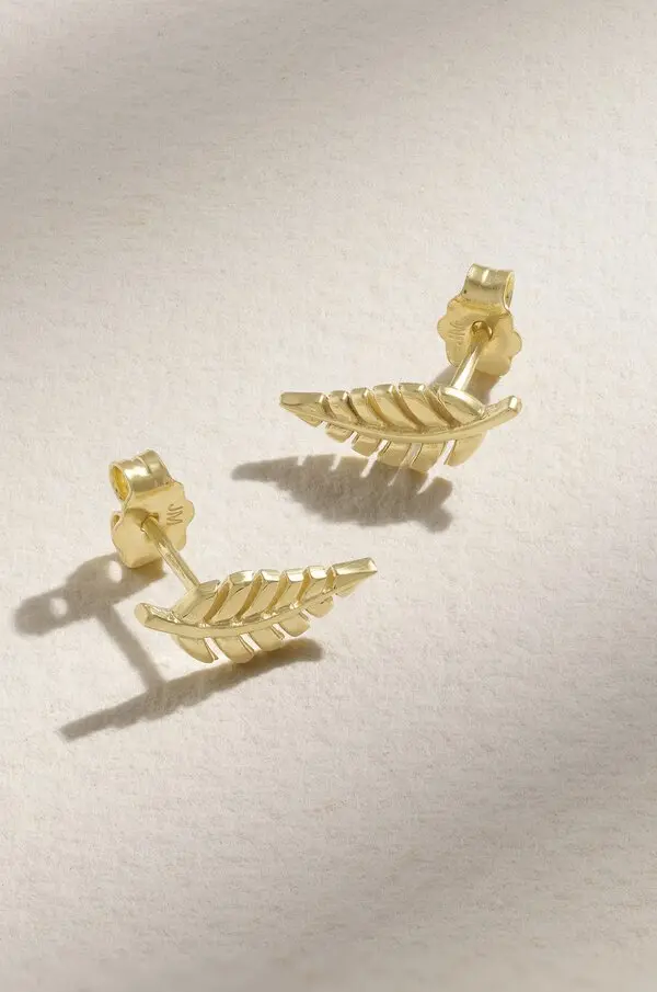 JENNIFER MEYER Mini Leaf 18-karat Stud Earrings - Gold