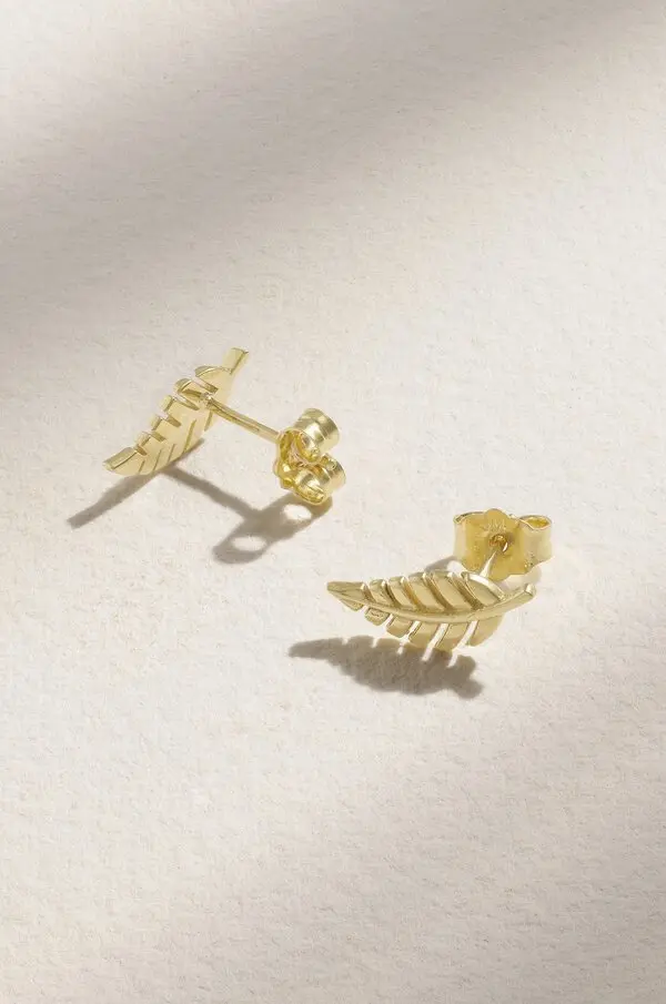 JENNIFER MEYER Mini Leaf 18-karat Stud Earrings