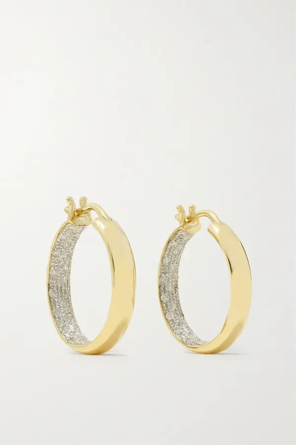 Yvonne Léon 9-karat Diamond Hoop Earrings - Gold