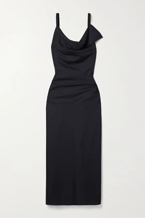THE ROW Berna Draped Open-back Wool Midi Dress