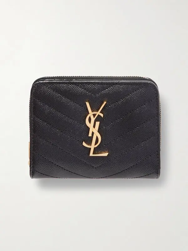Saint Laurent Monogramme Quilted Textured-leather Wallet - Black
