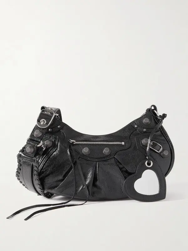 Balenciaga Le Cagole Small Crinkled-leather Shoulder Bag - Black