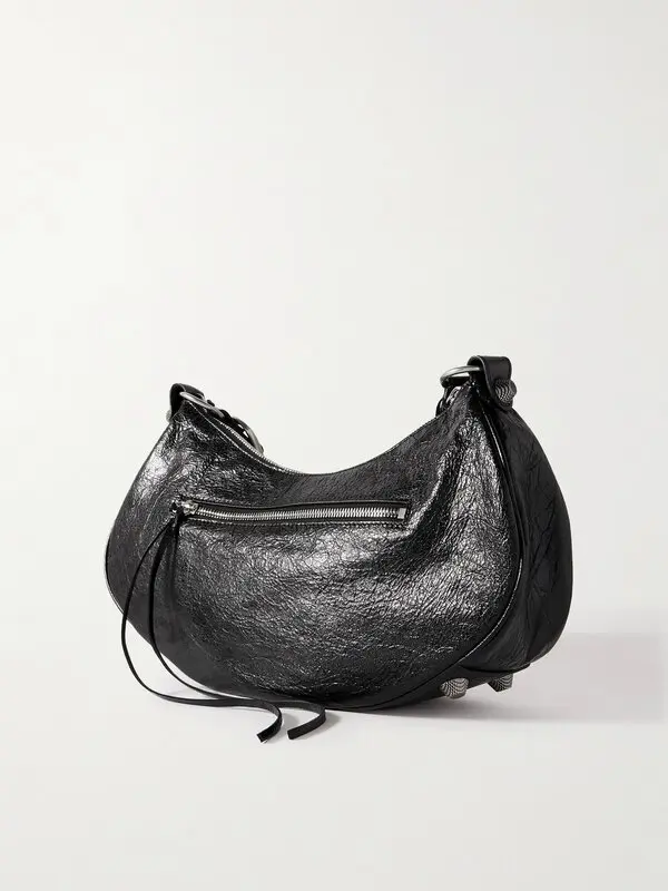 Balenciaga Le Cagole Small Crinkled-leather Shoulder Bag - Black