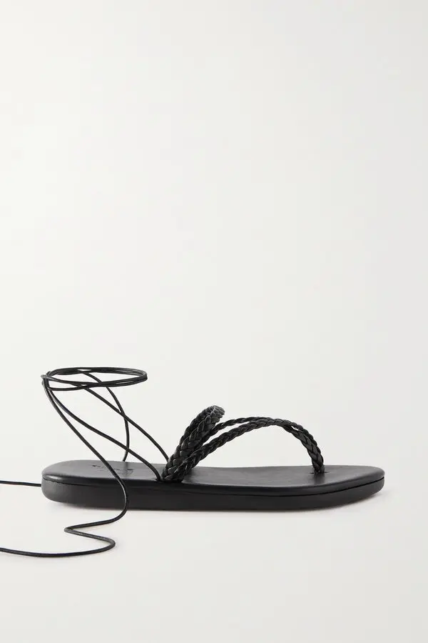ANCIENT GREEK SANDALS Plage Braided Leather Sandals - Black