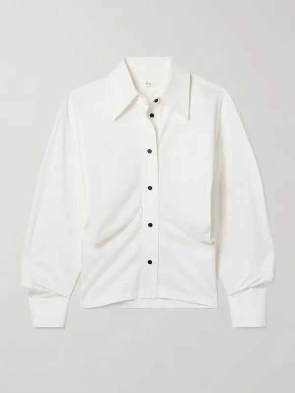 Co Gathered Cotton And Silk-blend Poplin Shirt