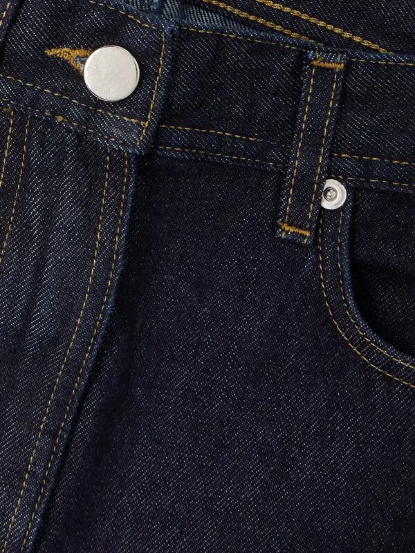 Loulou De Saison Rona Organic Denim Midi Skirt