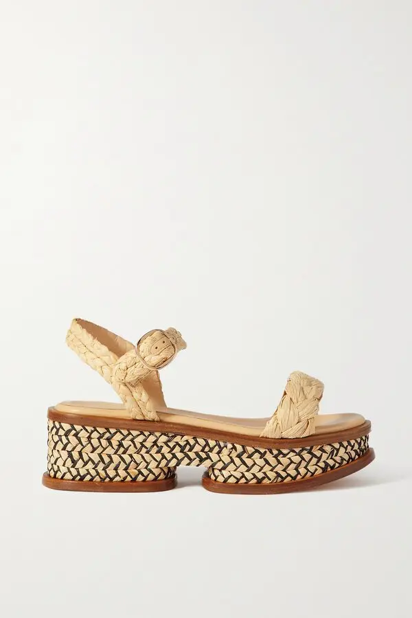 Gabriela Hearst Clergerie Michael Raffia And Leather Sandals - Neutrals