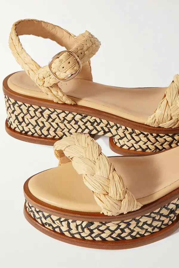 Gabriela Hearst Clergerie Michael Raffia And Leather Sandals