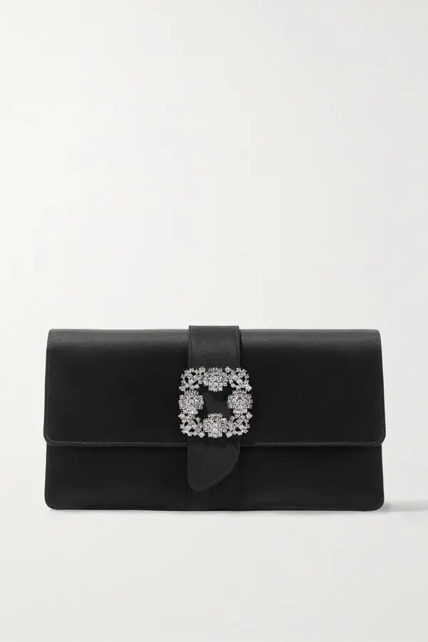 Manolo Blahnik Capri Crystal-embellished Clutch - Black