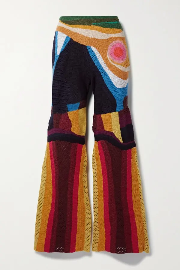 Gabriela Hearst Simeon Crocheted Cashmere Flared Pants - Orange