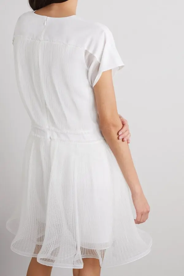 Givenchy Pleated Tulle-paneled Silk-chiffon Mini Dress