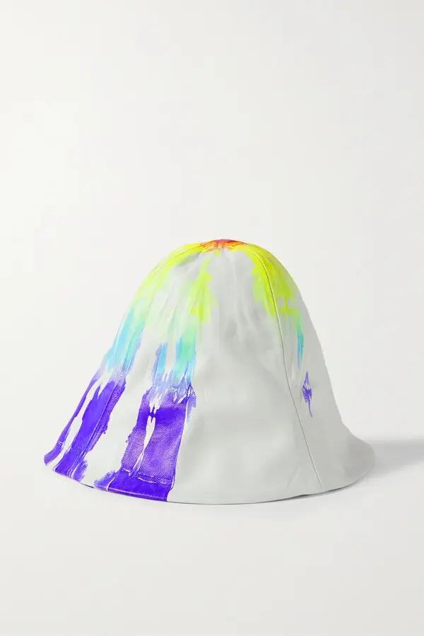 CONNER IVES Tie-dyed Leather Bucket Hat - White