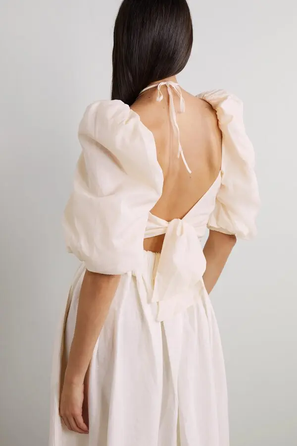 Johanna Ortiz Garua Cropped Puff Sleeve Blouse