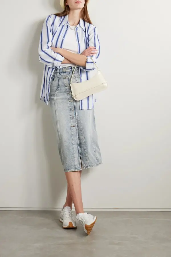 MARANT ETOILE Vandy Paneled Denim Midi Skirt