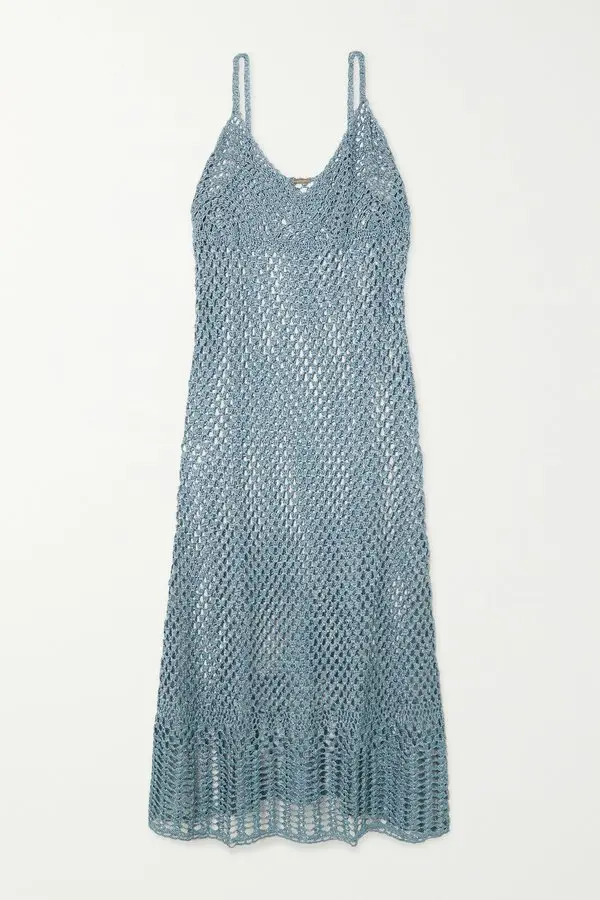 Cult Gaia Silena Crochet-knit Midi Dress - Blue