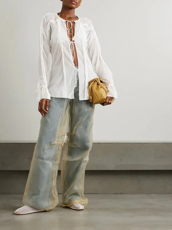 Christopher Esber Tie-detailed Ruffled Silk-chiffon Blouse