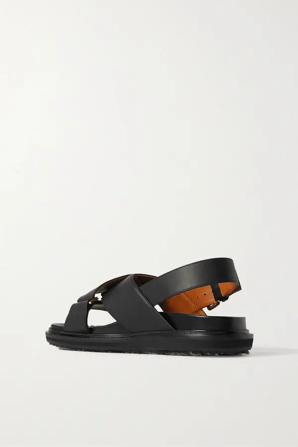 Marni Fussbett Leather Slingback Sandals - Black