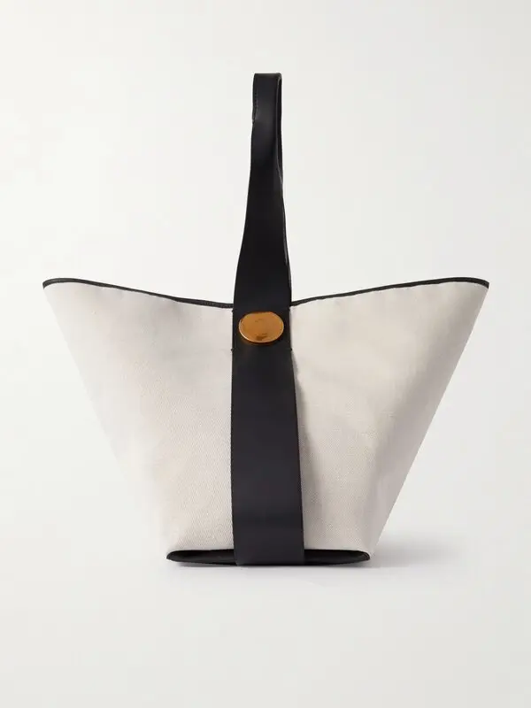 JIL SANDER Leather-trimmed Canvas Tote