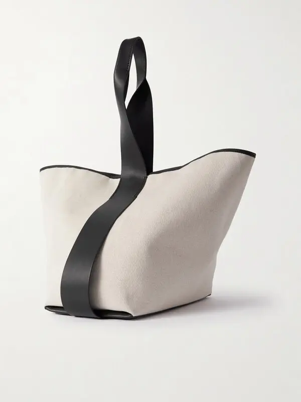 JIL SANDER Leather-trimmed Canvas Tote