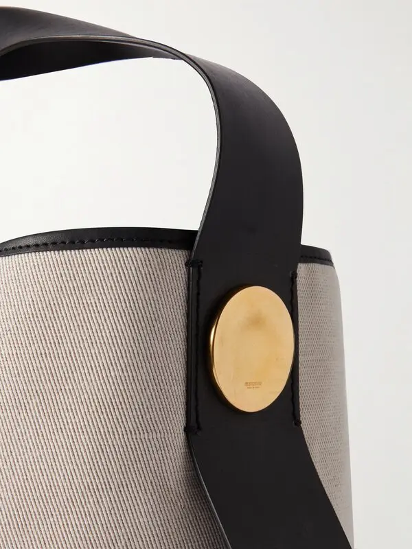 JIL SANDER Leather-trimmed Canvas Tote