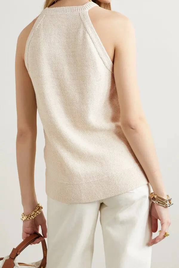 Lafayette 148 New York Sequin-embellished Cable-knit Tank