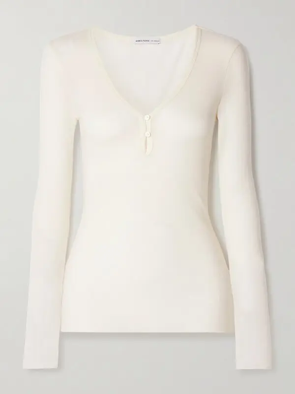 JAMES PERSE Ribbed Cotton And Cashmere-blend Top