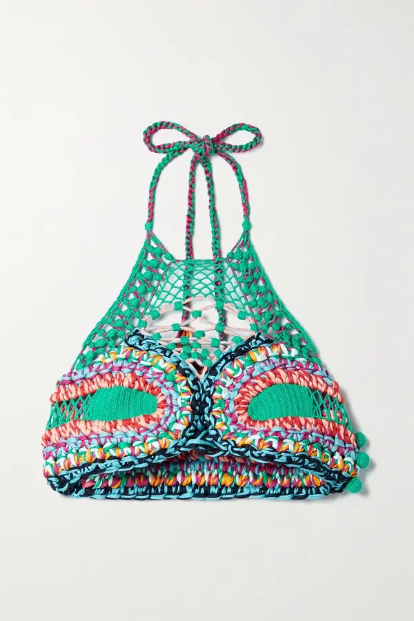 Etro Cropped Crocheted Halterneck Top