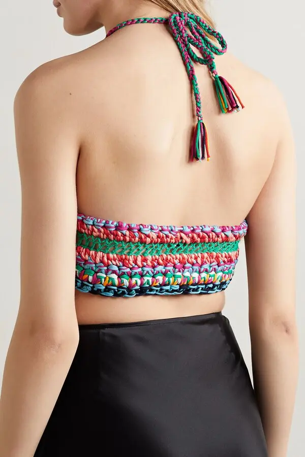 Etro Cropped Crocheted Halterneck Top