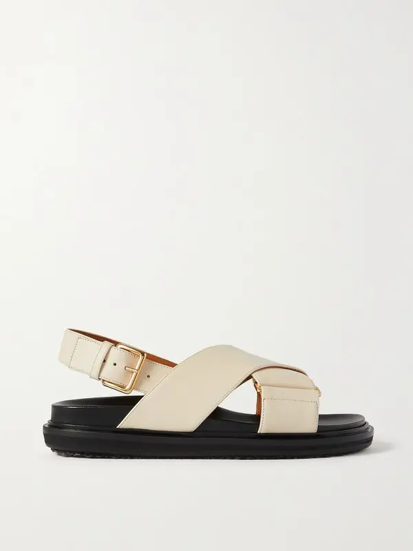 Marni Fussbett Leather Slingback Sandals - White