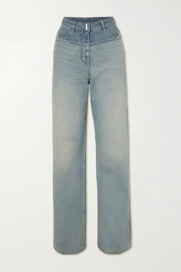 Givenchy Distressed Two-tone Straight-leg Jeans