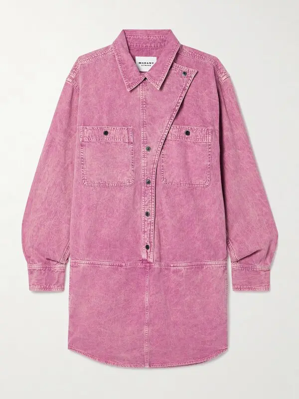 MARANT ETOILE Ilaya Paneled Denim Mini Dress - Pink