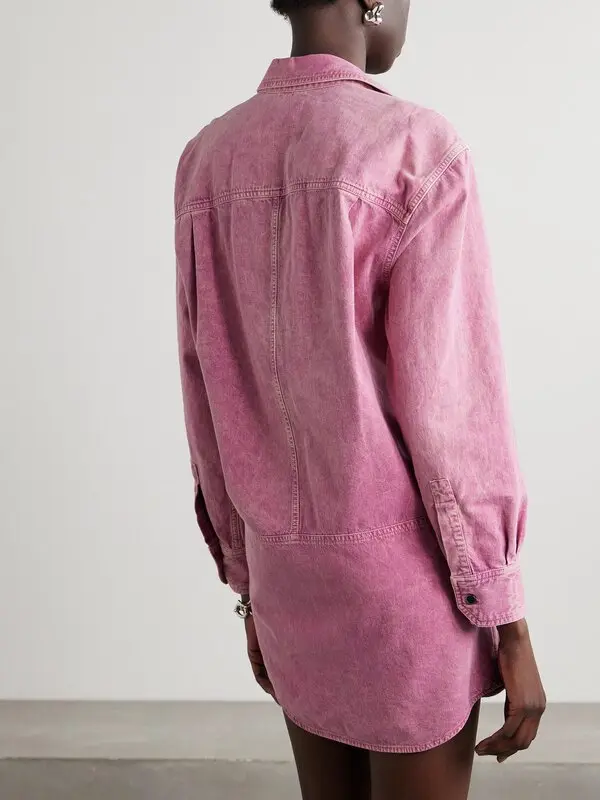MARANT ETOILE Ilaya Paneled Denim Mini Dress - Pink