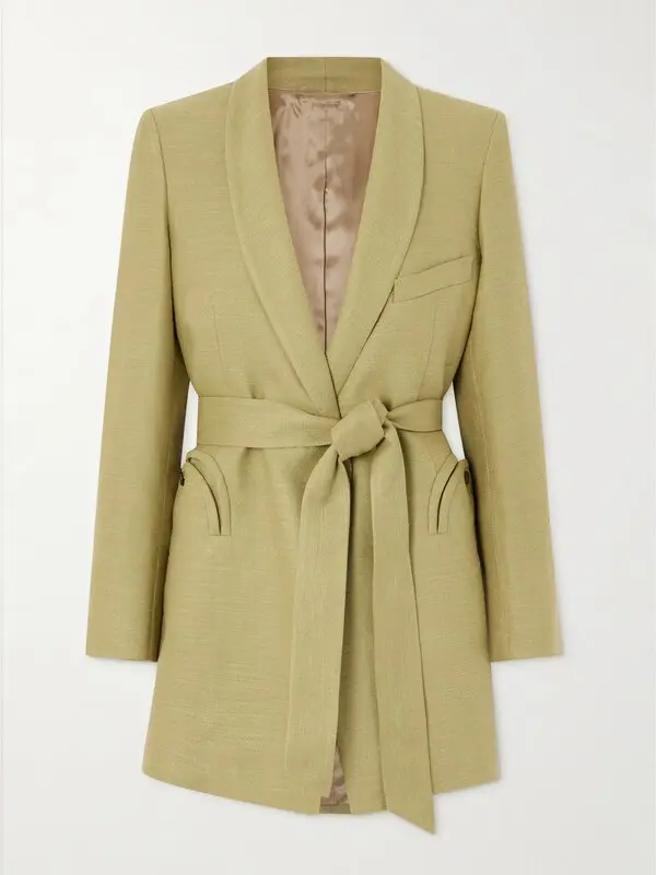BLAZÉ MILANO Belted Linen And Silk-blend Blazer