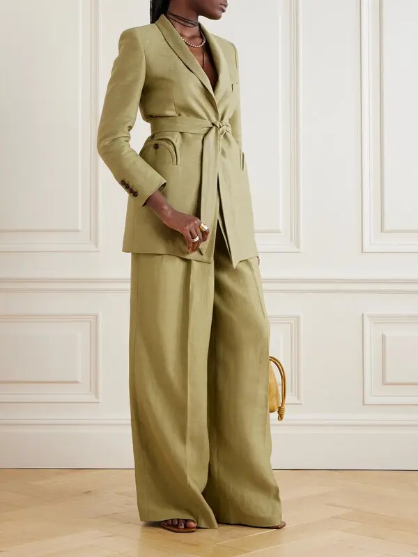 BLAZÉ MILANO Belted Linen And Silk-blend Blazer