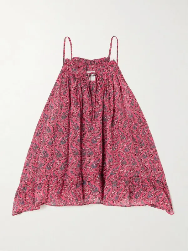 MARANT ETOILE Fabino Tie-detailed Ruffled Printed Blouse - Purple