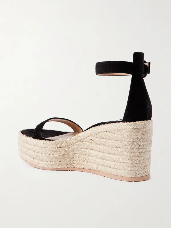 GIANVITO ROSSI 45 Suede Espadrille Wedge Sandals