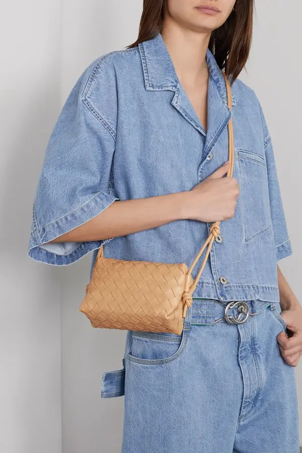 Bottega Veneta Loop Mini Intrecciato Leather Shoulder Bag - Neutrals