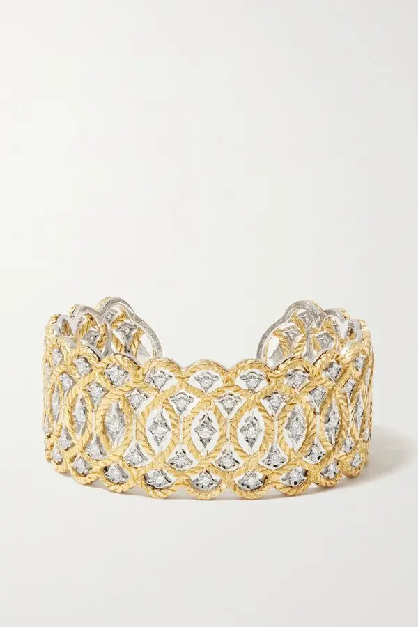 Buccellati Toilée 18-karat And Diamond Cuff - Gold