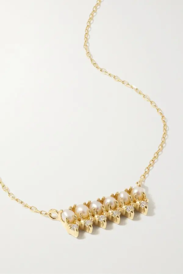 Mateo The Little Things 14-karat Diamond And Pearl Necklace - Gold