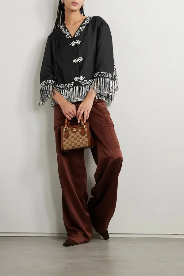 BODE Grenier Fringed Embroidered Silk-twill Jacket