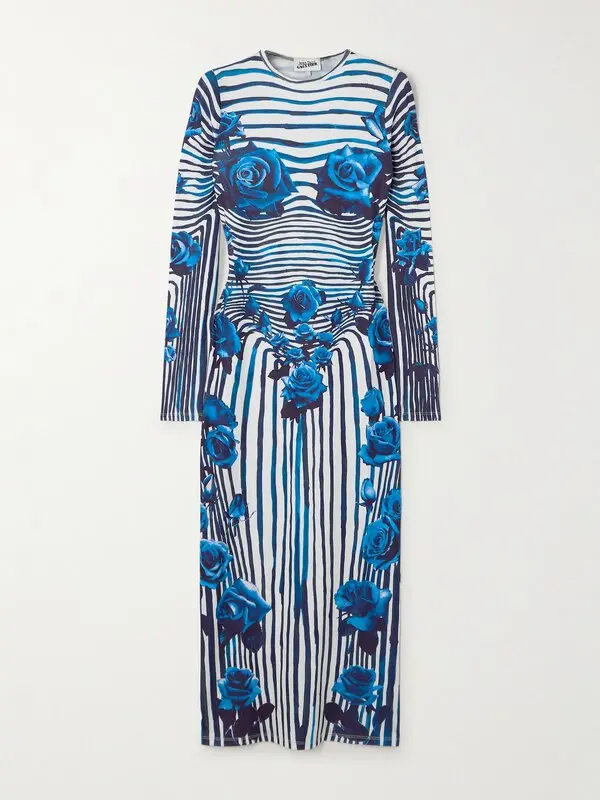JEAN PAUL GAULTIER Printed Stretch-jersey Midi Dress