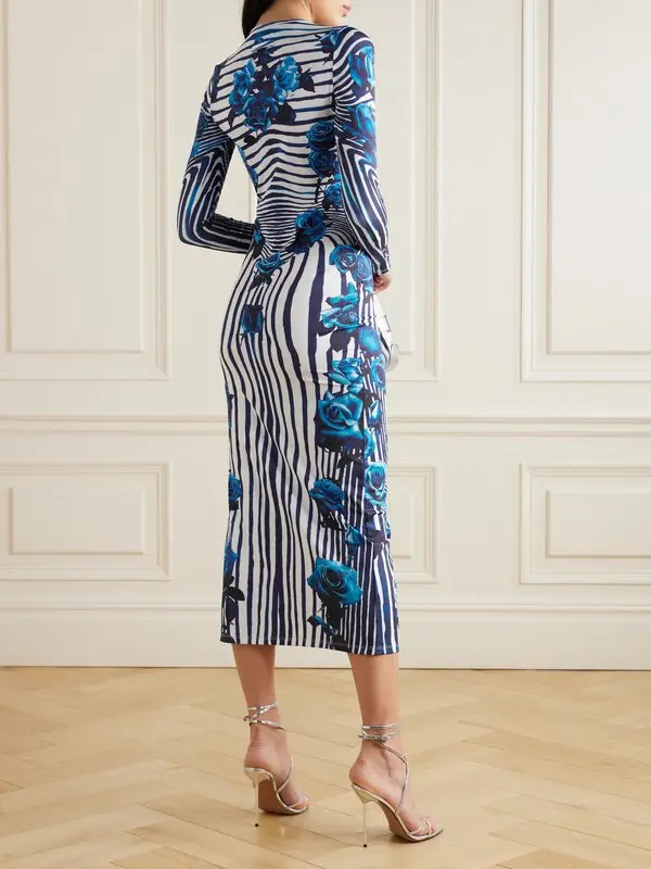 JEAN PAUL GAULTIER Printed Stretch-jersey Midi Dress