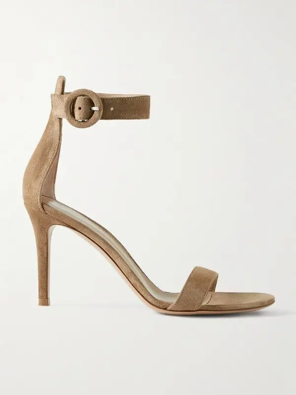 GIANVITO ROSSI Portofino 85 Suede Sandals - Brown