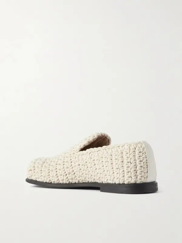 JW Anderson Crocheted Cotton Loafers With Leather Trim