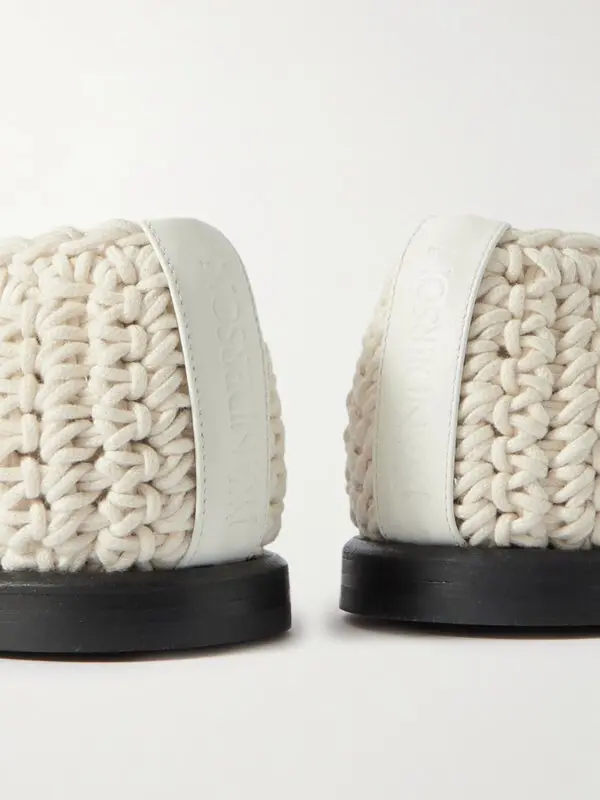 JW Anderson Crocheted Cotton Loafers With Leather Trim