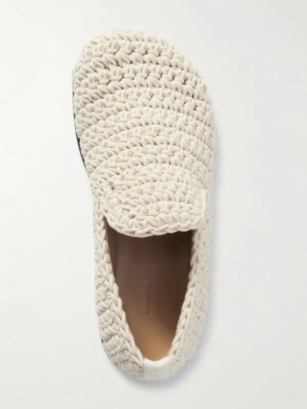 JW Anderson Crocheted Cotton Loafers With Leather Trim