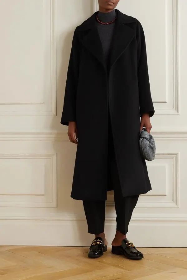 Max Mara Manuela Belted Camel Hair Coat - Black