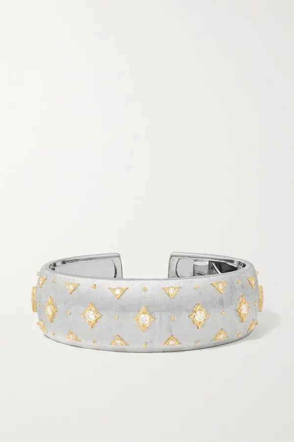Buccellati 18-karat Gold Diamond Cuff - Silver