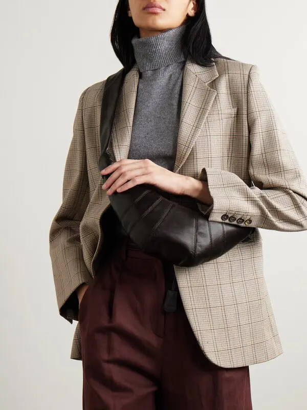 LEMAIRE Croissant Small Paneled Leather Shoulder Bag - Brown
